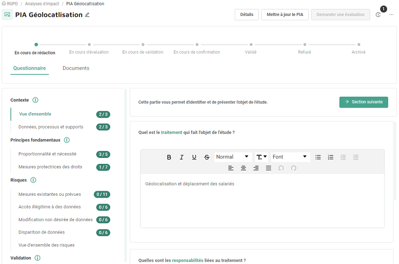 PIA : le workflow