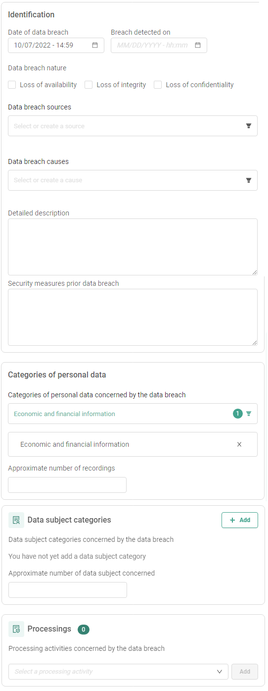 Document and track personal data breaches