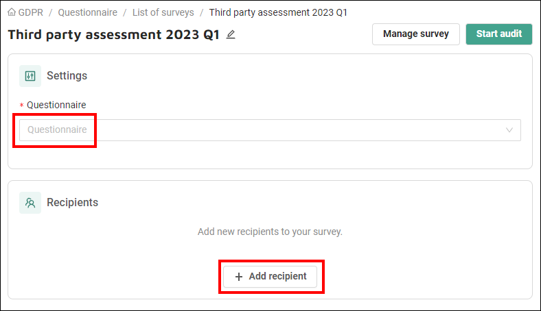 Managing questionnaires